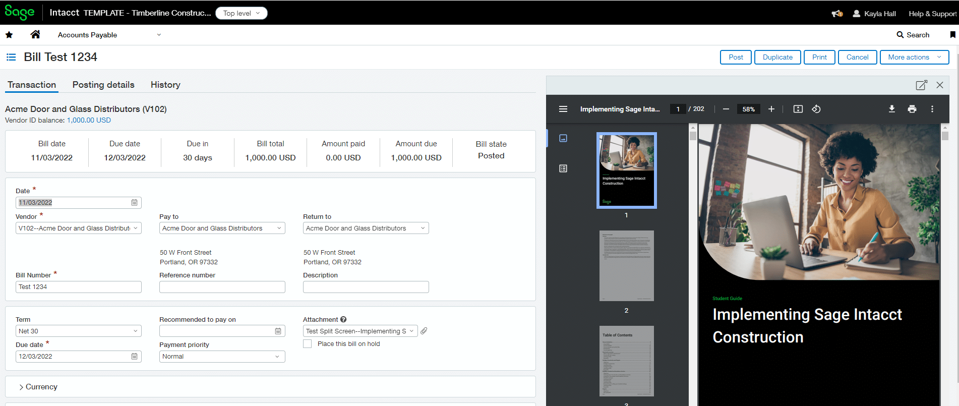 How To View Bill Attachments in Split View with Sage Intacct